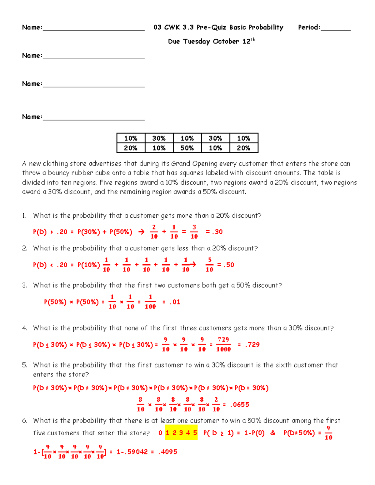 03 CWK 3.3 Pre-Quiz on Basic Probability Concepts and Solutions - Studocu