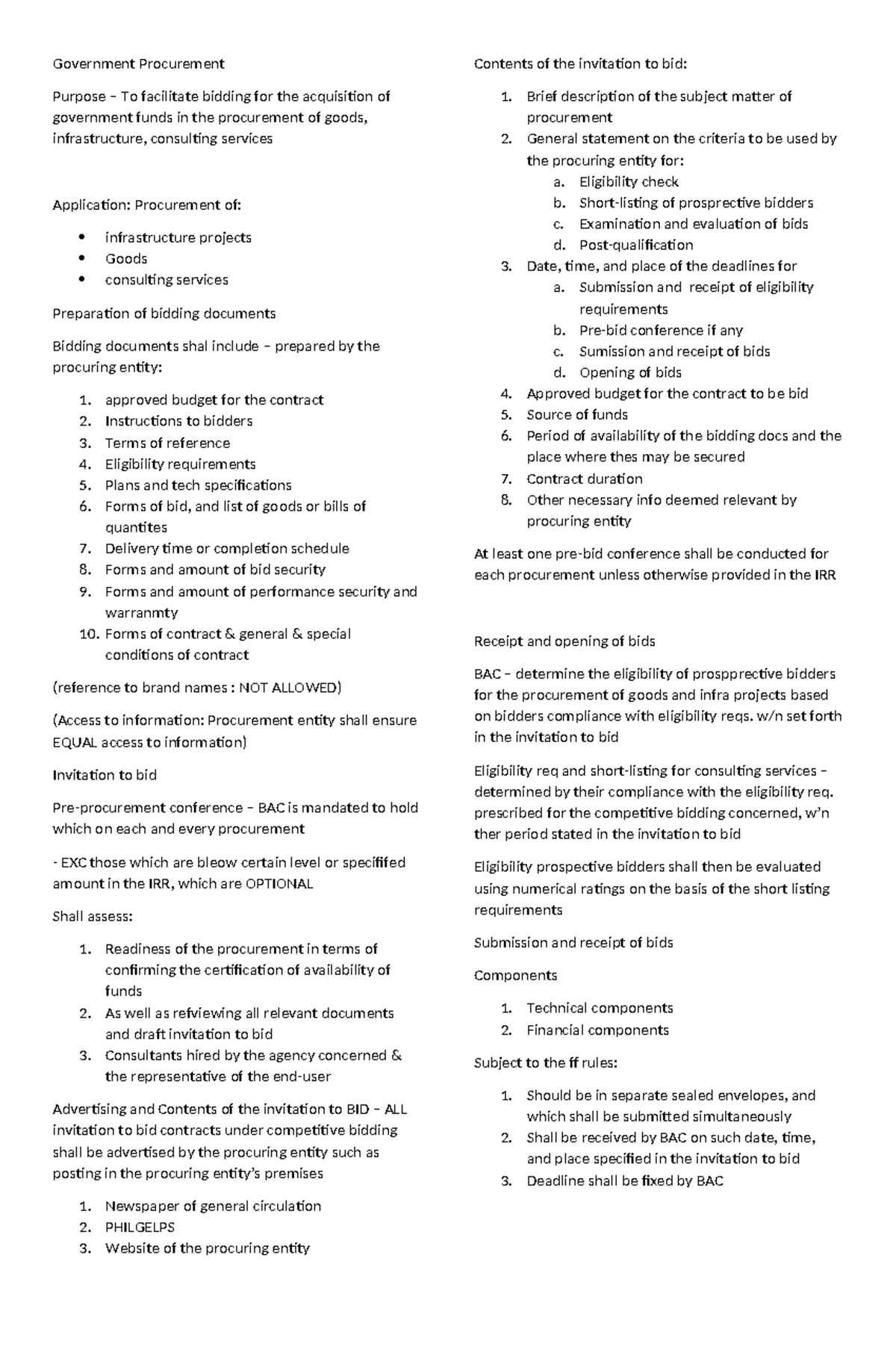 Government Procurement Guidelines for Bidding and Eligibility ...