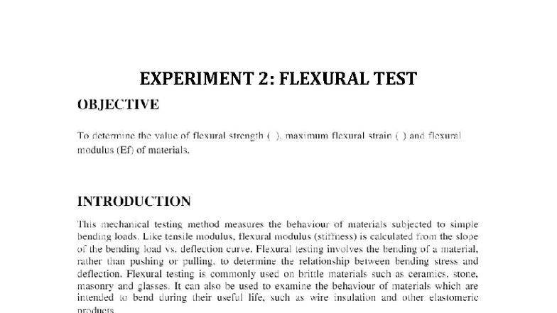 LAB 2 - Flexural Test Report: Strength & Modulus Analysis - Studocu
