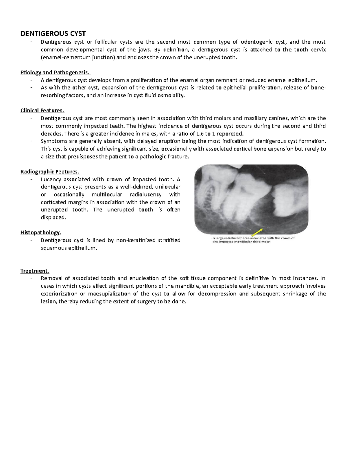 Oral Pathology - Dentigerous Cyst - DENTIGEROUS CYST Dentigerous cyst ...