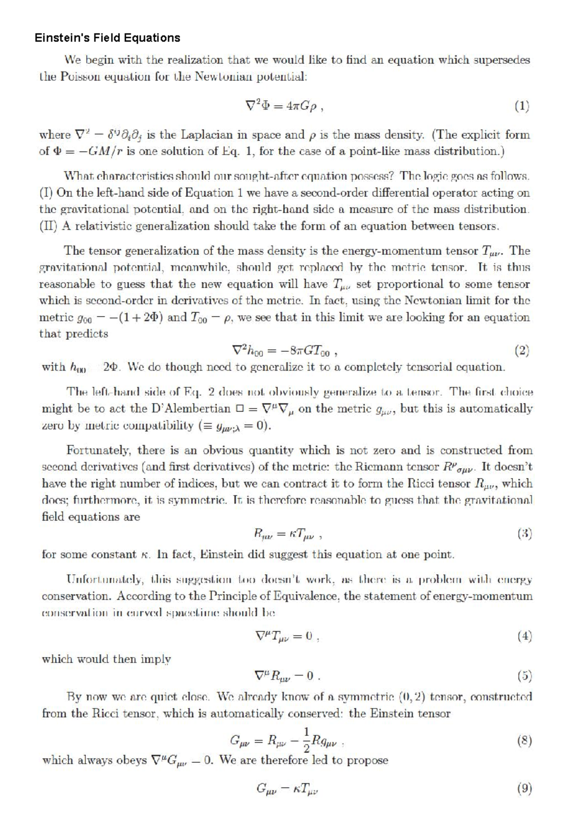 Einstein's Field Equations & Schwarzschild Metric Derivation in ...