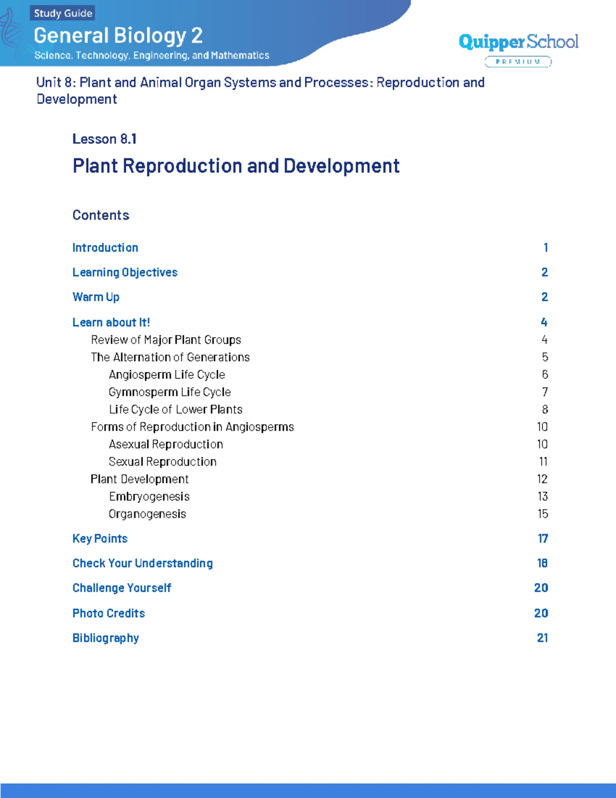 BIO2 Q4 Module 1 Study Guide: Reproduction & Development in Plants and ...