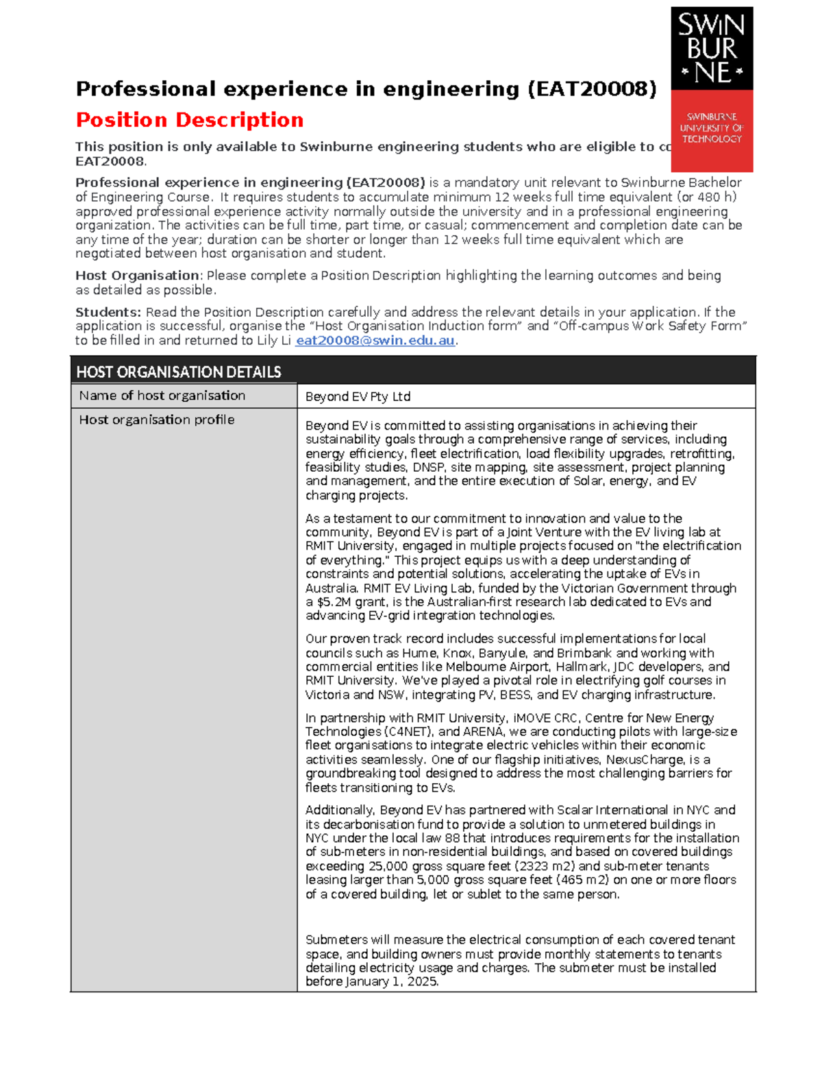 Professional Experience in Engineering: PD EAT2000 Position Description ...