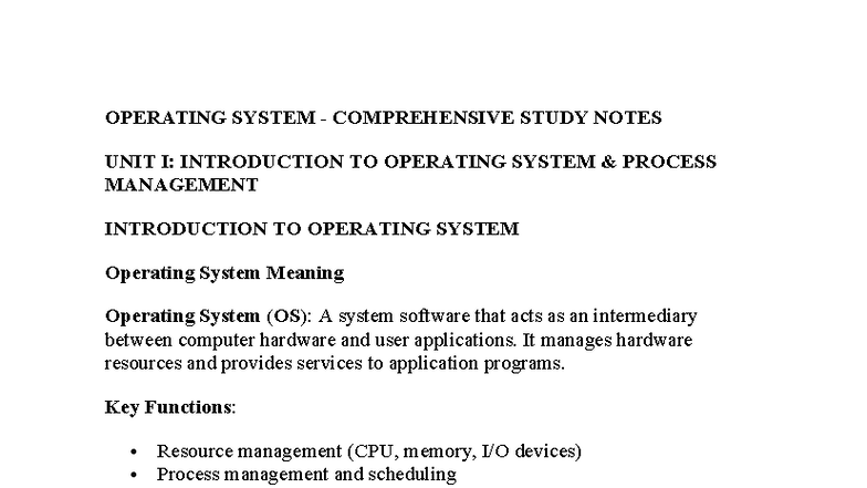 OS 101: Comprehensive Study Notes on Process Management and ...