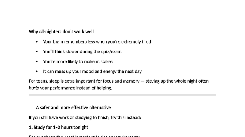 Title: The Impact of All-Nighters on Memory and Performance - Studocu