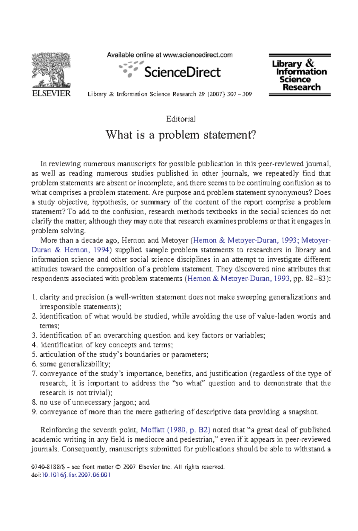 Library Information Science Research: Understanding Problem Statements ...