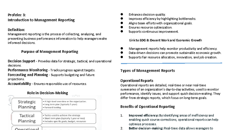 Profelec 3: Lecture Notes on Management Reporting and Budgeting - Studocu