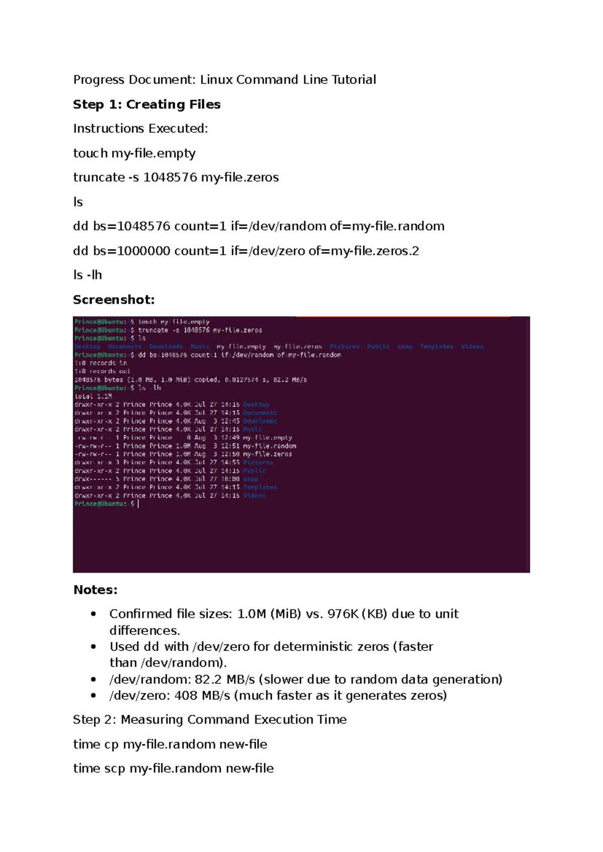 Linux Command Line Tutorial 1c: File Creation & Timing Steps - Studocu