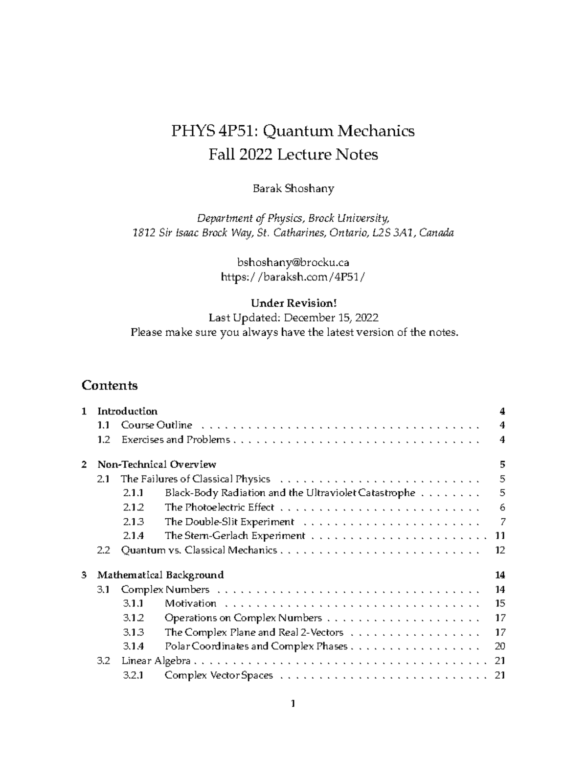 Quantum physics - general knowledge - PHYS 4P51: Quantum Mechanics Fall ...
