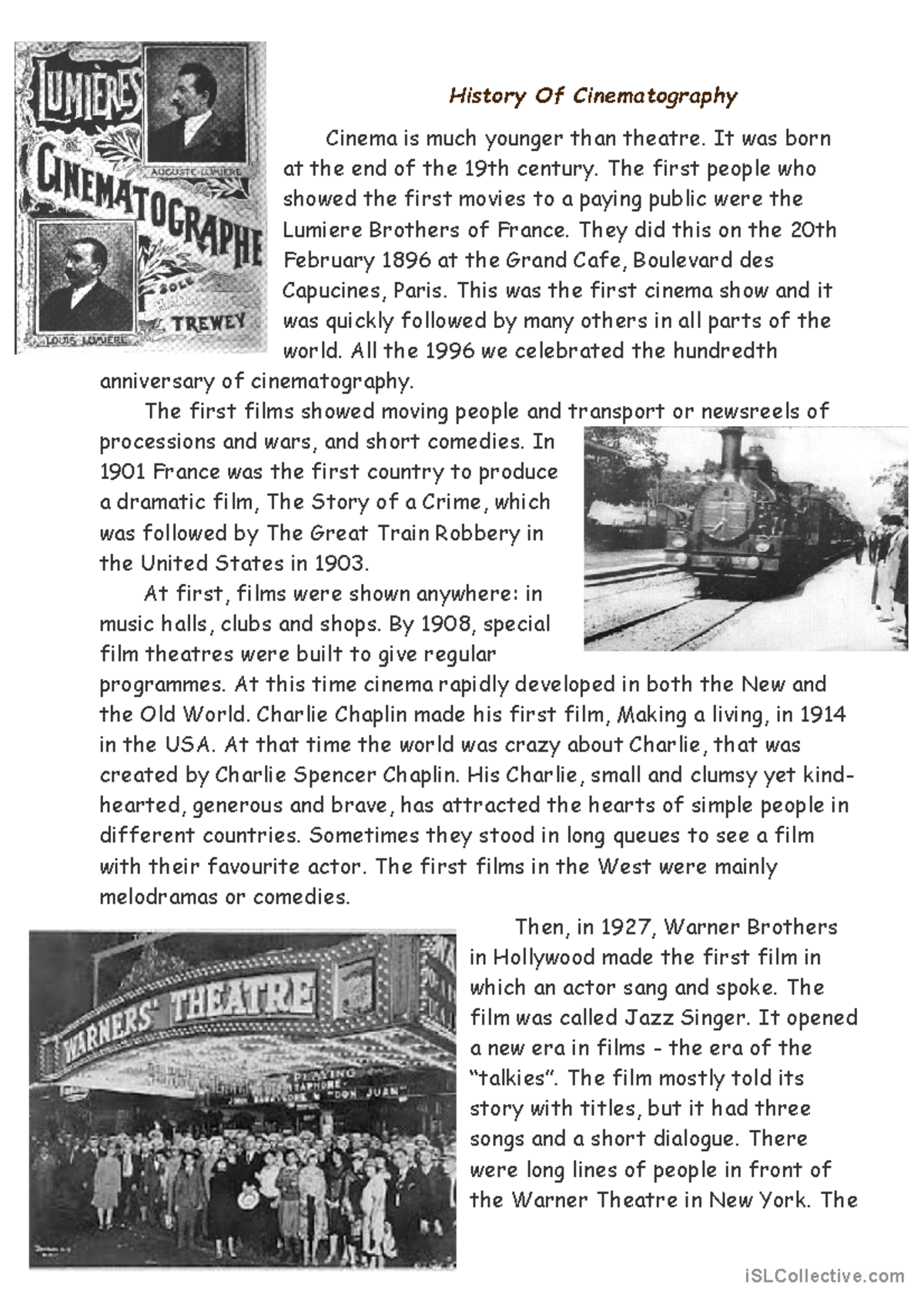 HIST-101: Essay Notes on the Evolution of Cinematography - Studocu