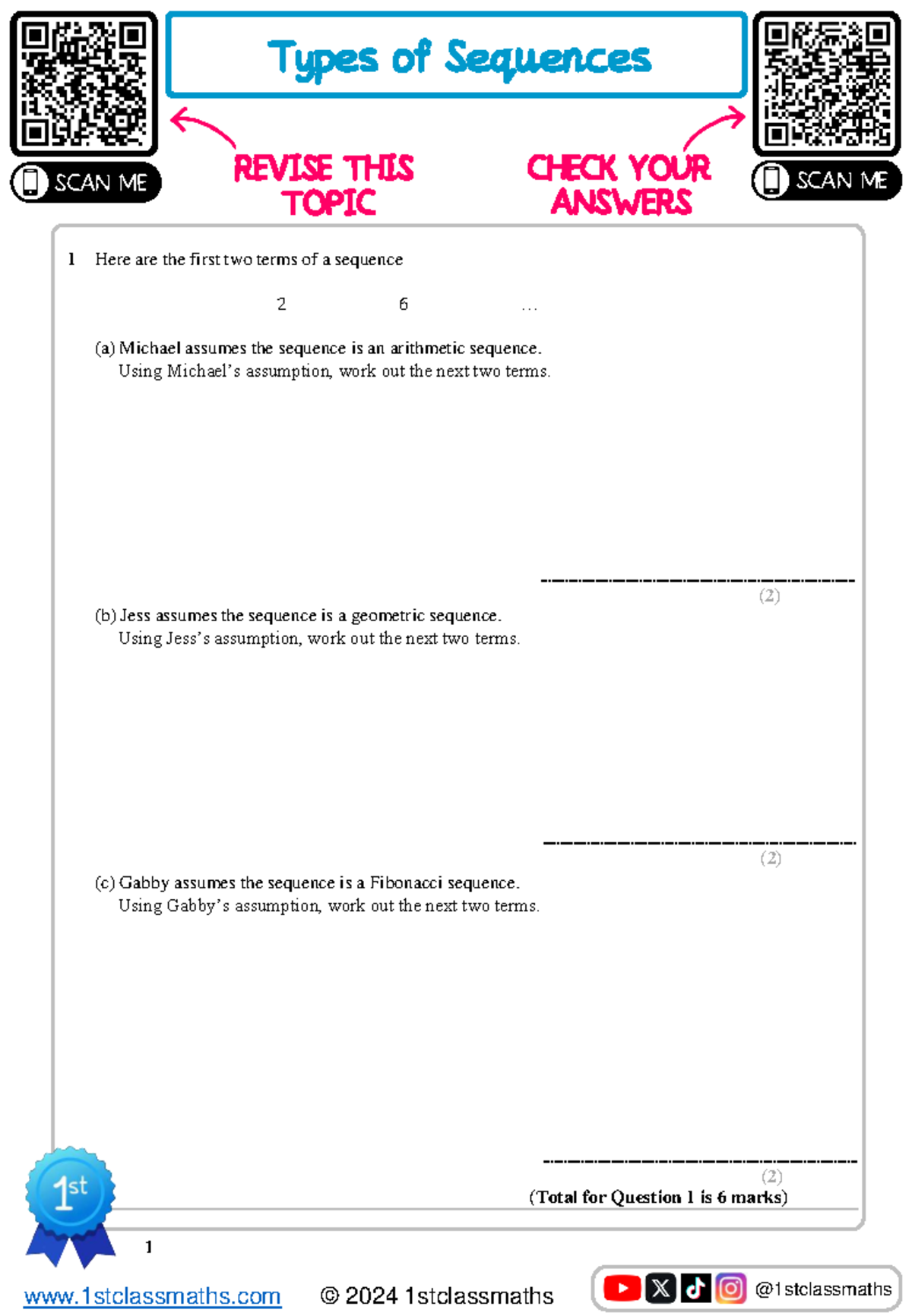 Types of Sequences Edexcel: Arithmetic, Geometric, Fibonacci, Quadratic ...