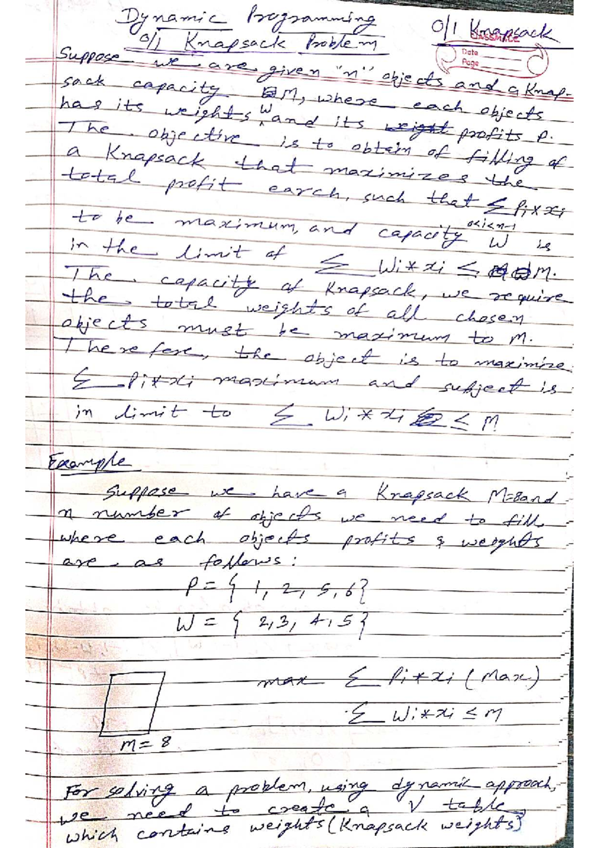 0-1 Knapsack Problem: Dynamic Programming Approach - Studocu