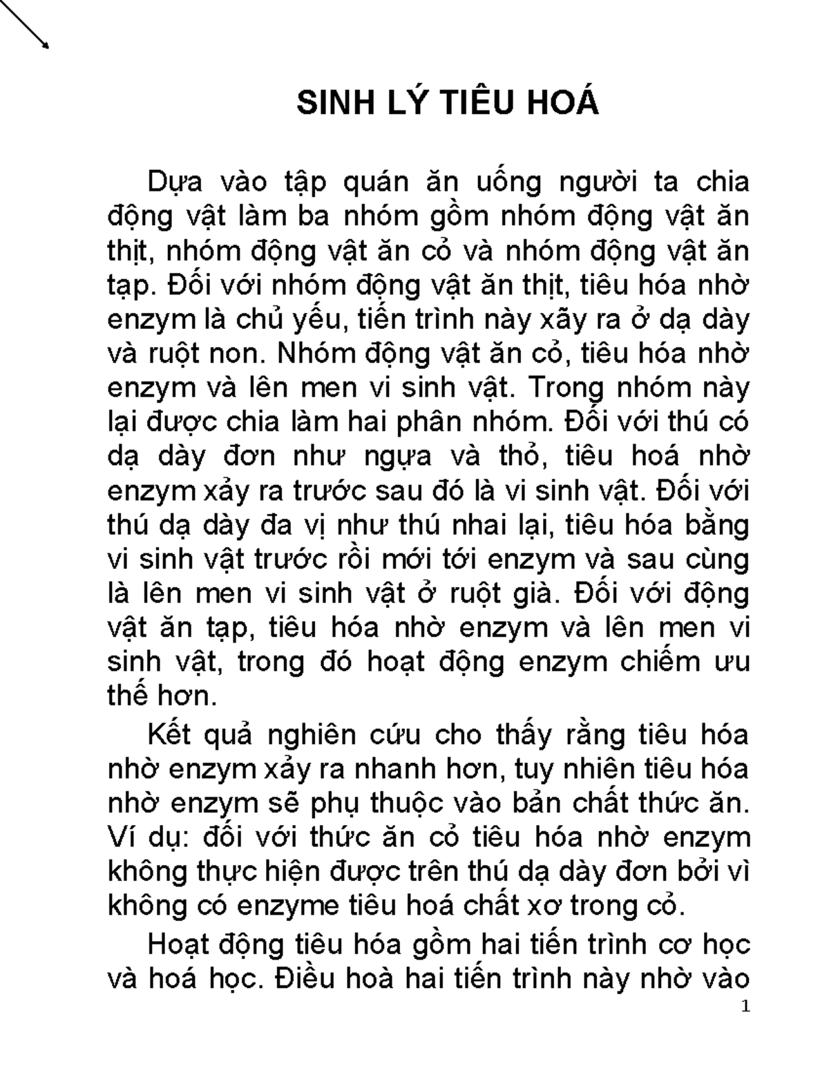 SINH LÝ TIÊU HOÁ - Các Phương Pháp và Chức Năng (sinh lí) - Studocu