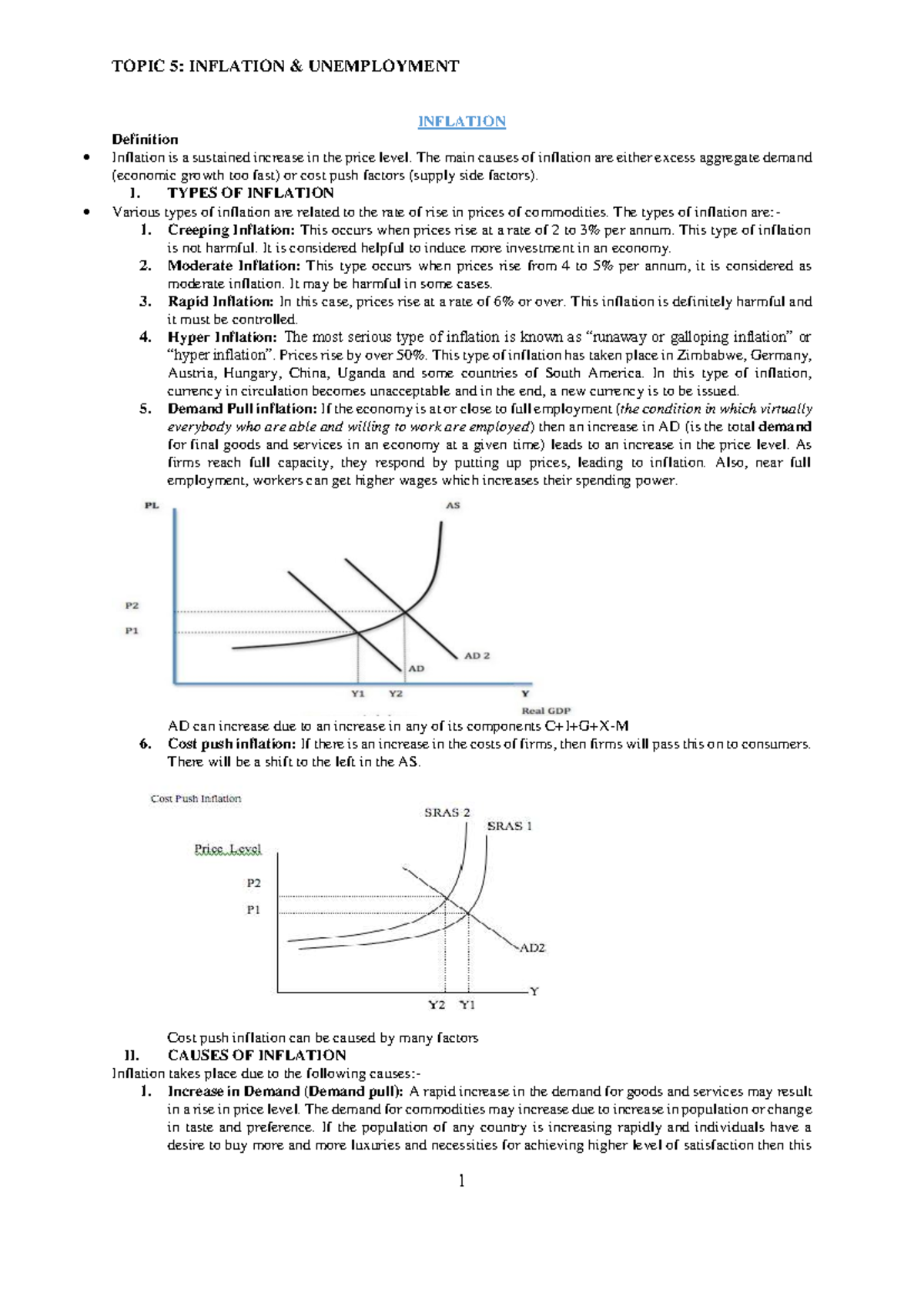TOPIC 5: INFLATION AND UNEMPLOYMENT - Key Concepts and Measures - Studocu