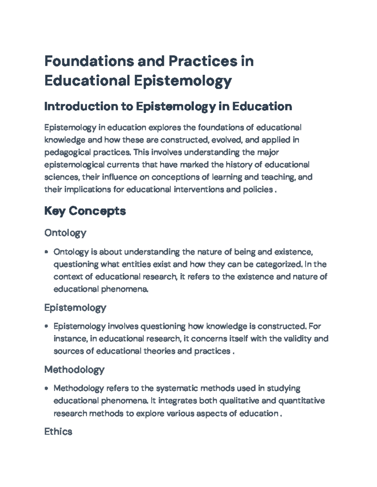 Foundations and Practices in Educational Epistemology: A Historical ...