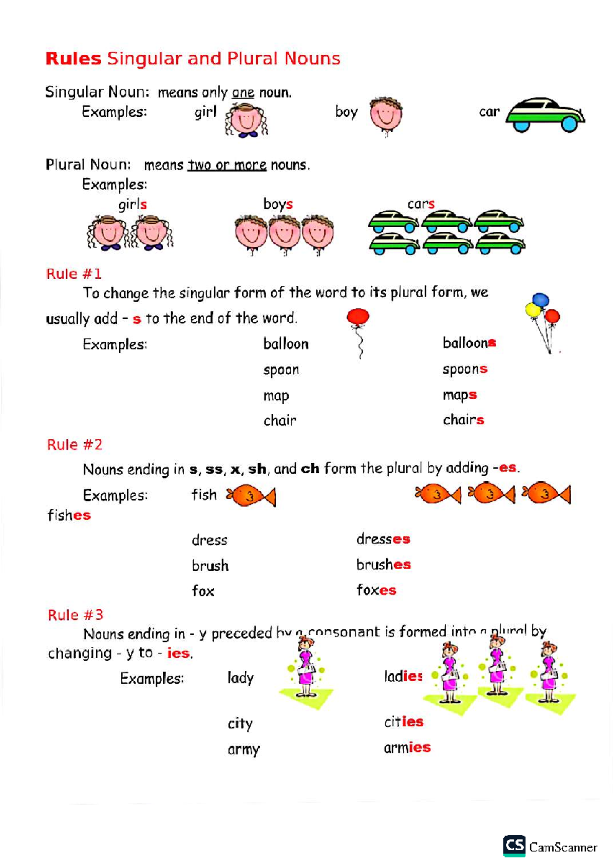 Singular & Plural Nouns Rules - English Grammar Guide - Studocu