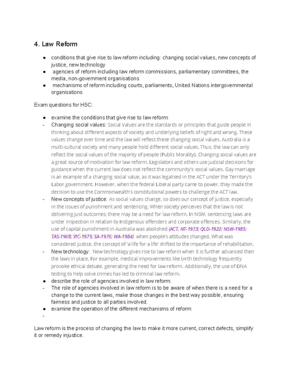Law reform - 4. Law Reform conditions that give rise to law reform ...