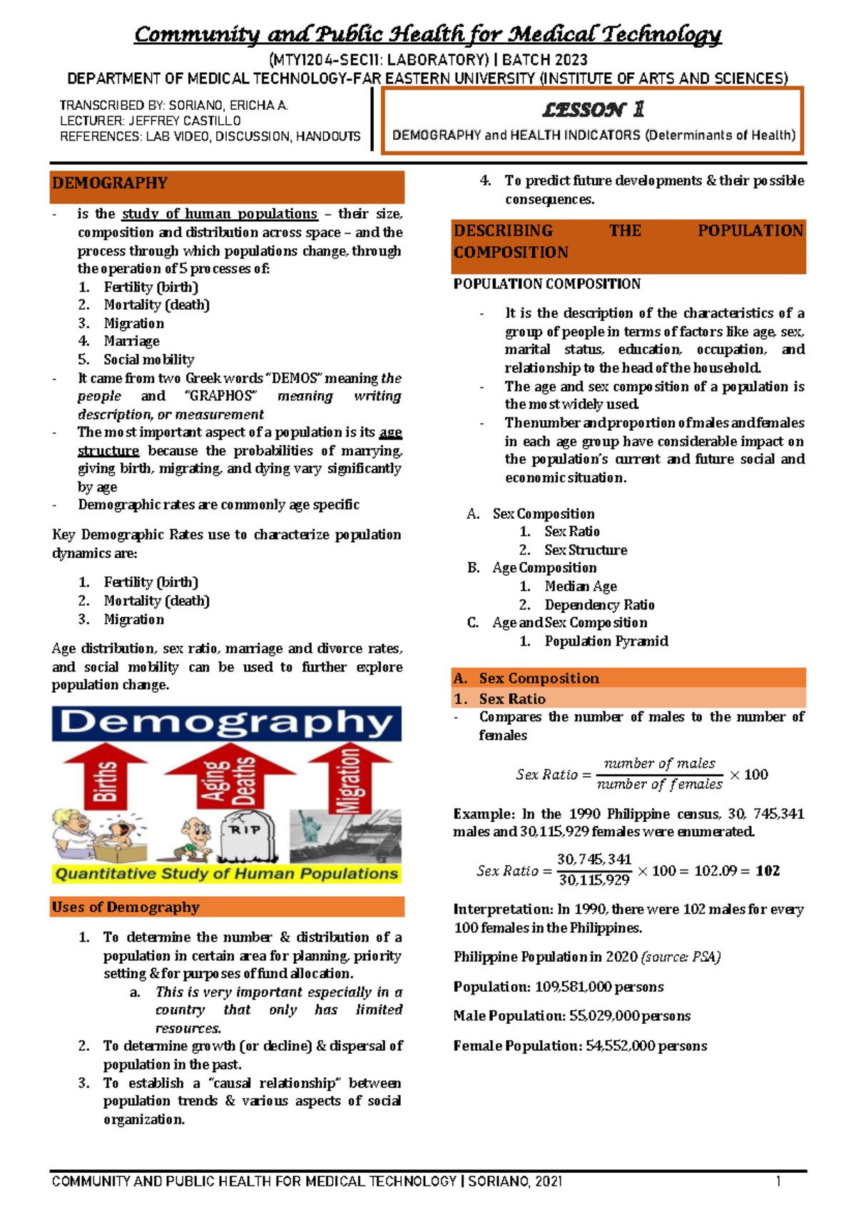 Lesson 1: Understanding Demographics in Community Health (MTY 1204 ...