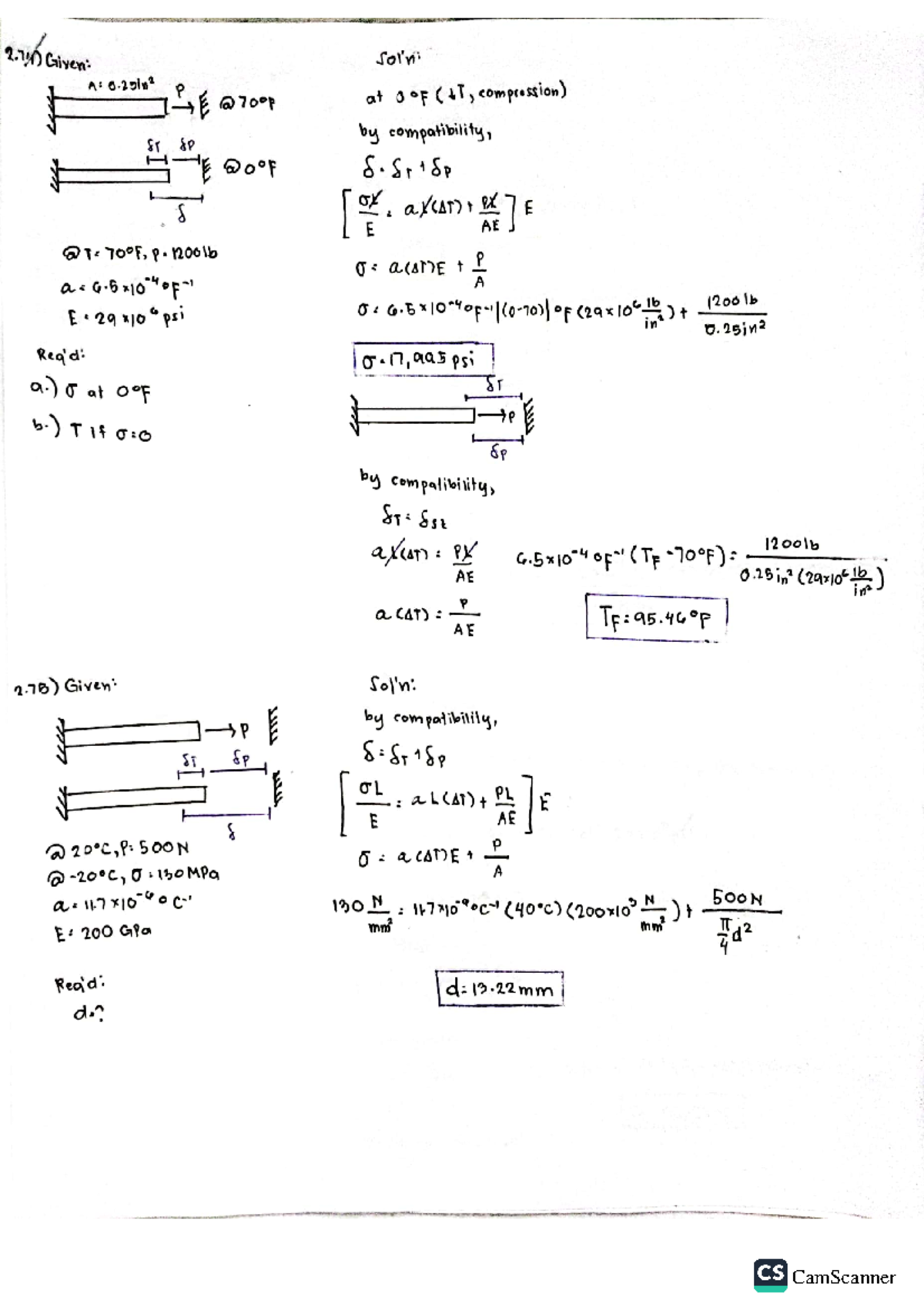 Thermal Strain Problems - Analysis and Solutions for Course 101 - Studocu