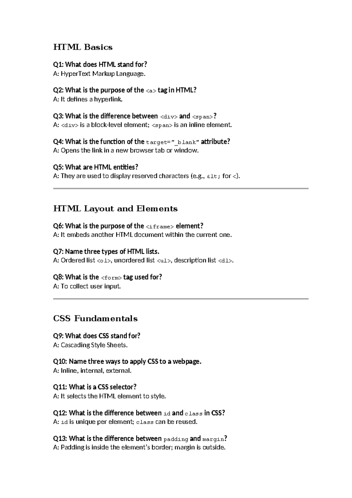 Cs202 Short Question Notes and MCQs on HTML, CSS, and JavaScript - Studocu