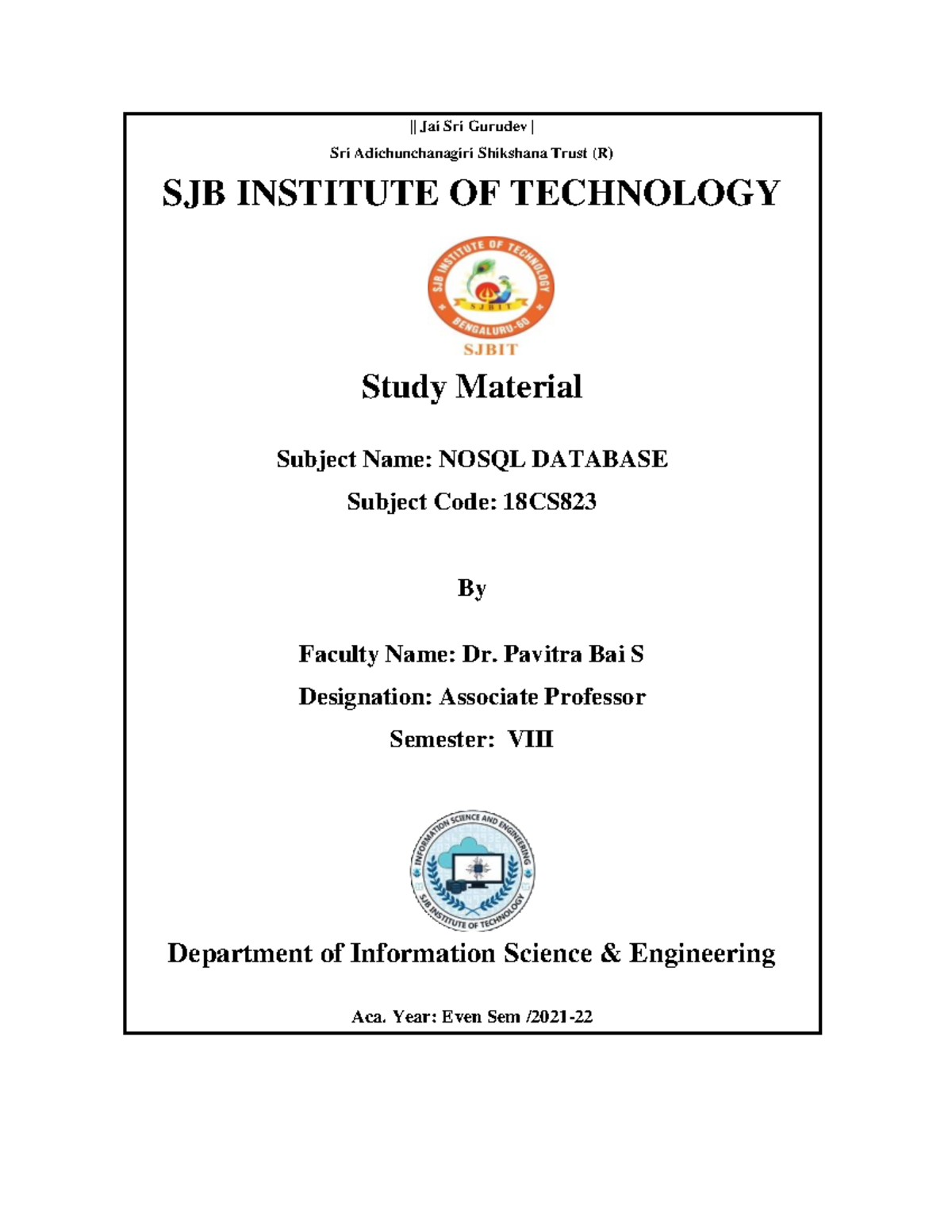 NoSQL Database (18CS823) Module 2 Study Notes - Studocu