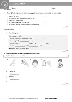 EC A2 Unit 5 Tests: Answer Key & Language Scripts Guide - Studocu