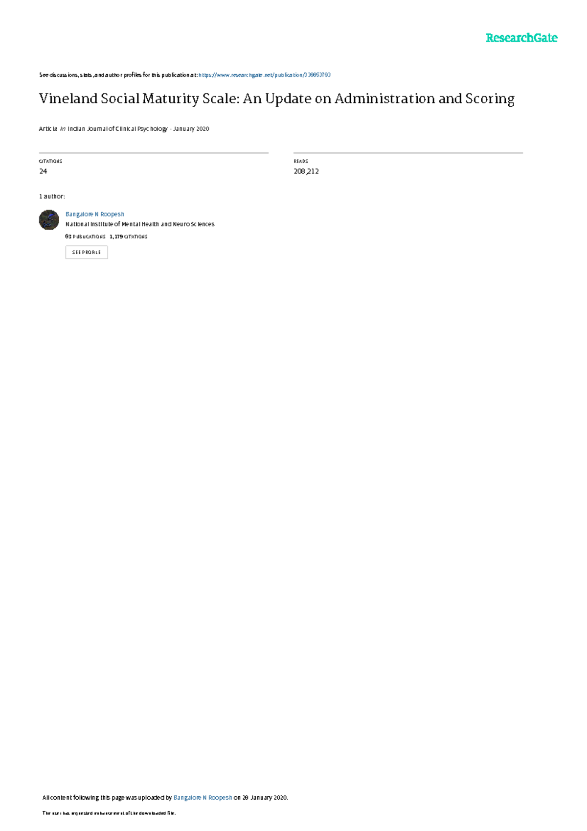 Vineland Social Maturity Scale (VSMS) Admin & Scoring Update - Studocu