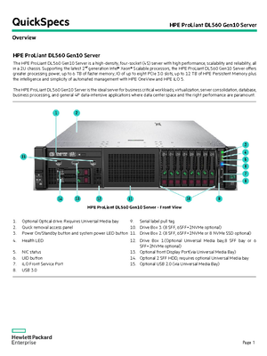 HPE Pro Liant DL560 Gen10 Server-a00008181 enw - Overview HPE ProLiant ...
