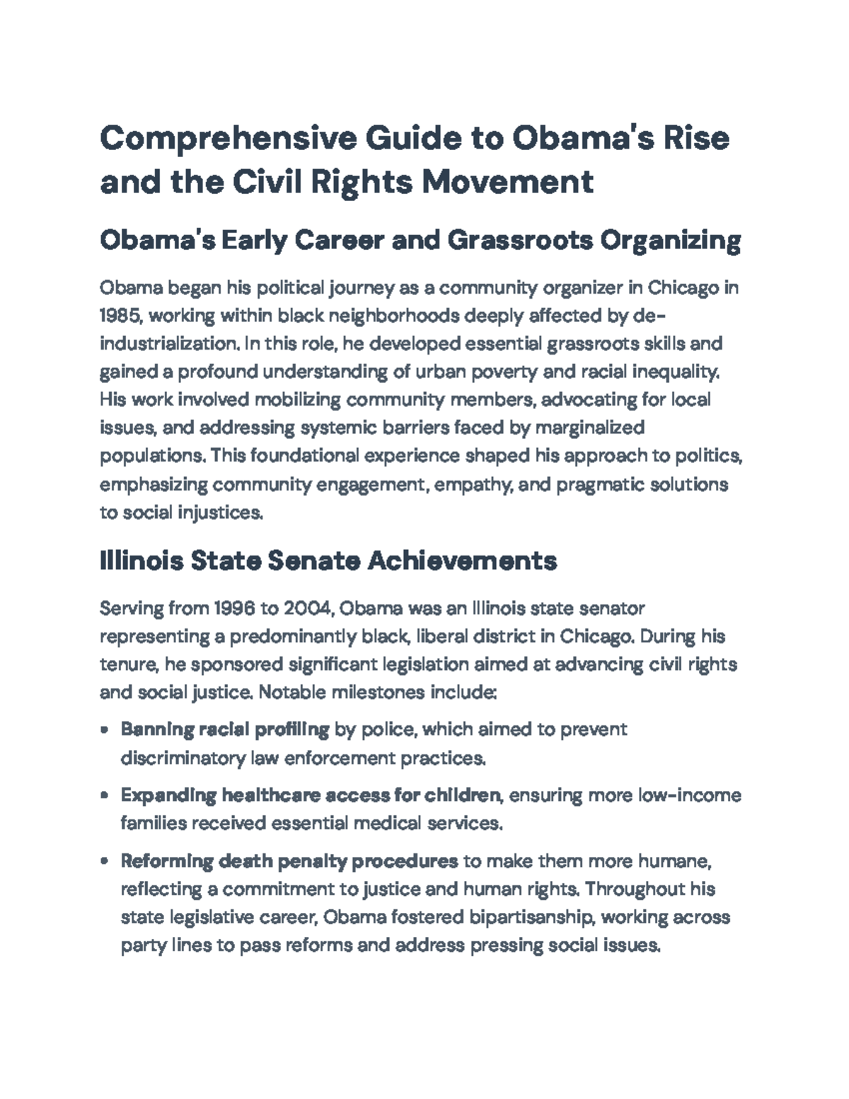 Comprehensive Analysis of Obama's Political Journey & Civil Rights ...