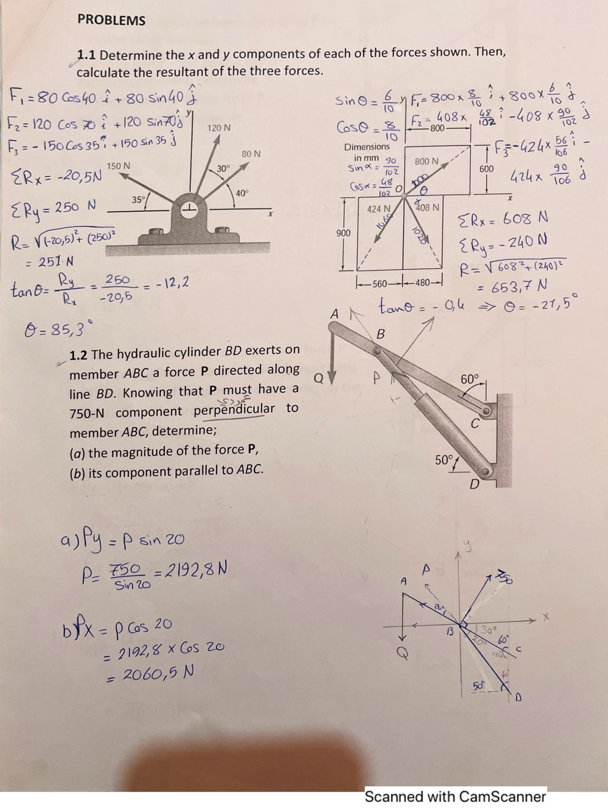 Mechanics 1 - Rectangular Force Components in 2D Analysis - Studocu