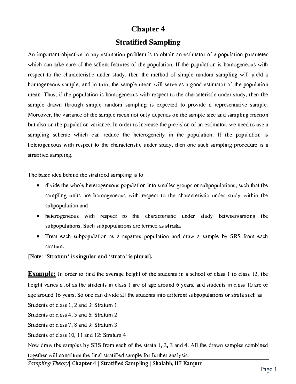 **Chapter 4: Advanced Stratified Sampling Techniques - Sampling Theory** - Studocu
