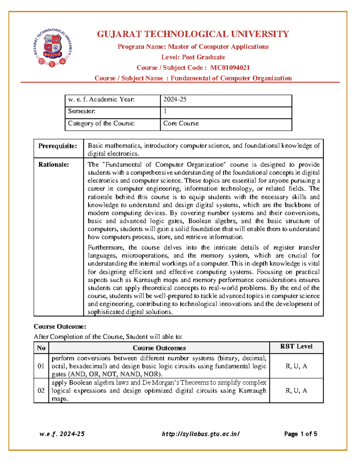 FCO - COA Lecture Notes (MC01094021) for Semester 1 - Studocu
