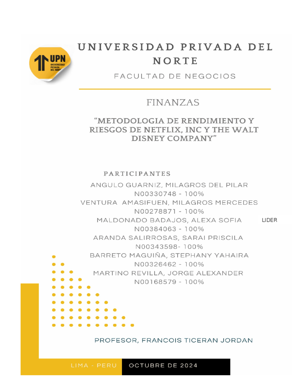 Finanzas EF 2024 2 - dsfghj - LIDER 1. Datos generales de la empresa ...