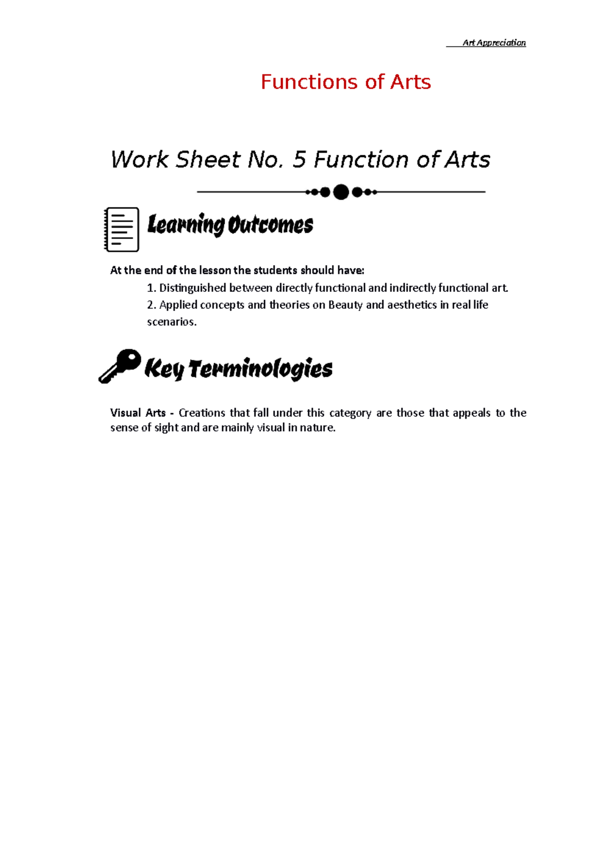 #5 Functions of Art - #1 Art History - MCADACUYCUY - HUM 01 CHAPTER 1 ...