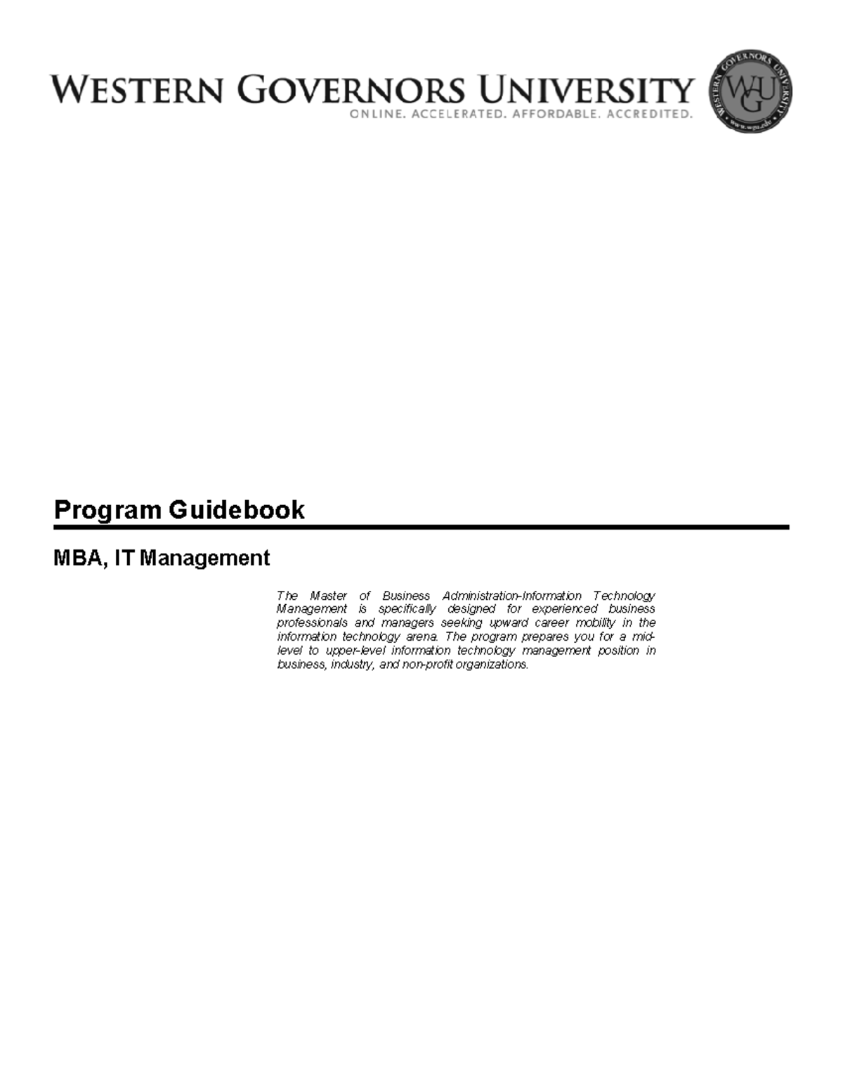 MBA ITM Program Guide: Your Path to IT Management Success - Studocu