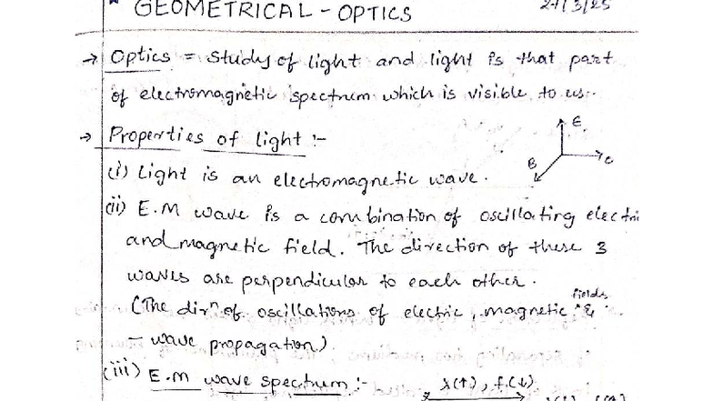 Geometrical Optics (PHYS 101) - Comprehensive Study Notes - Studocu