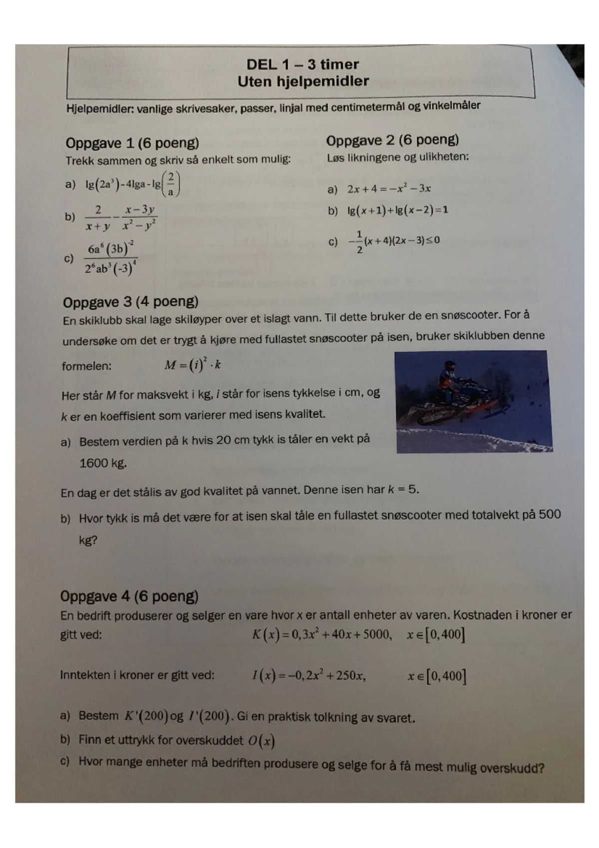 R2 V24 - Eksamen i Matematikk R2 Vår 2024 - Nynorsk/Bokmål Se ...