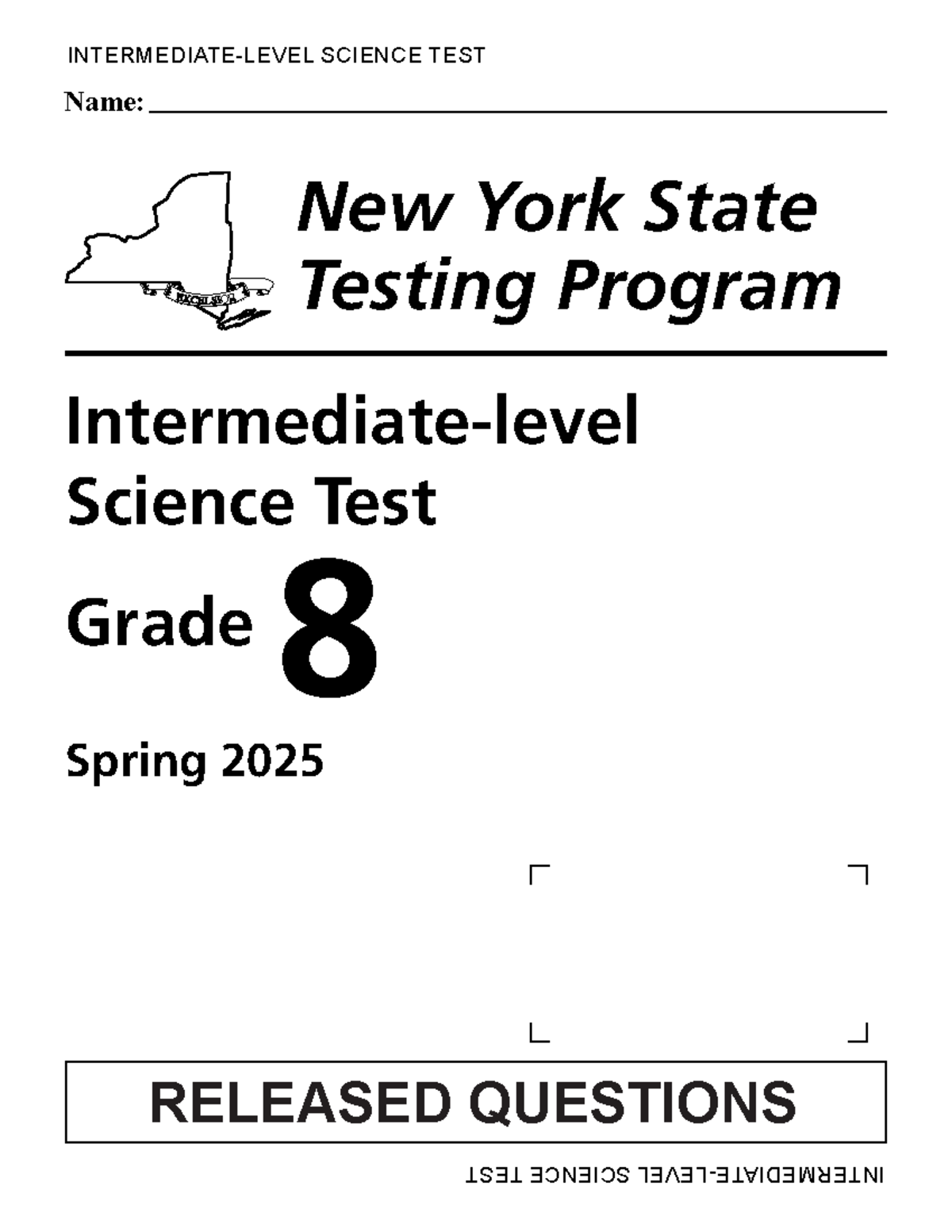 SCIENCE TEST SCI 2025: Released Questions for Grade 8 - Studocu