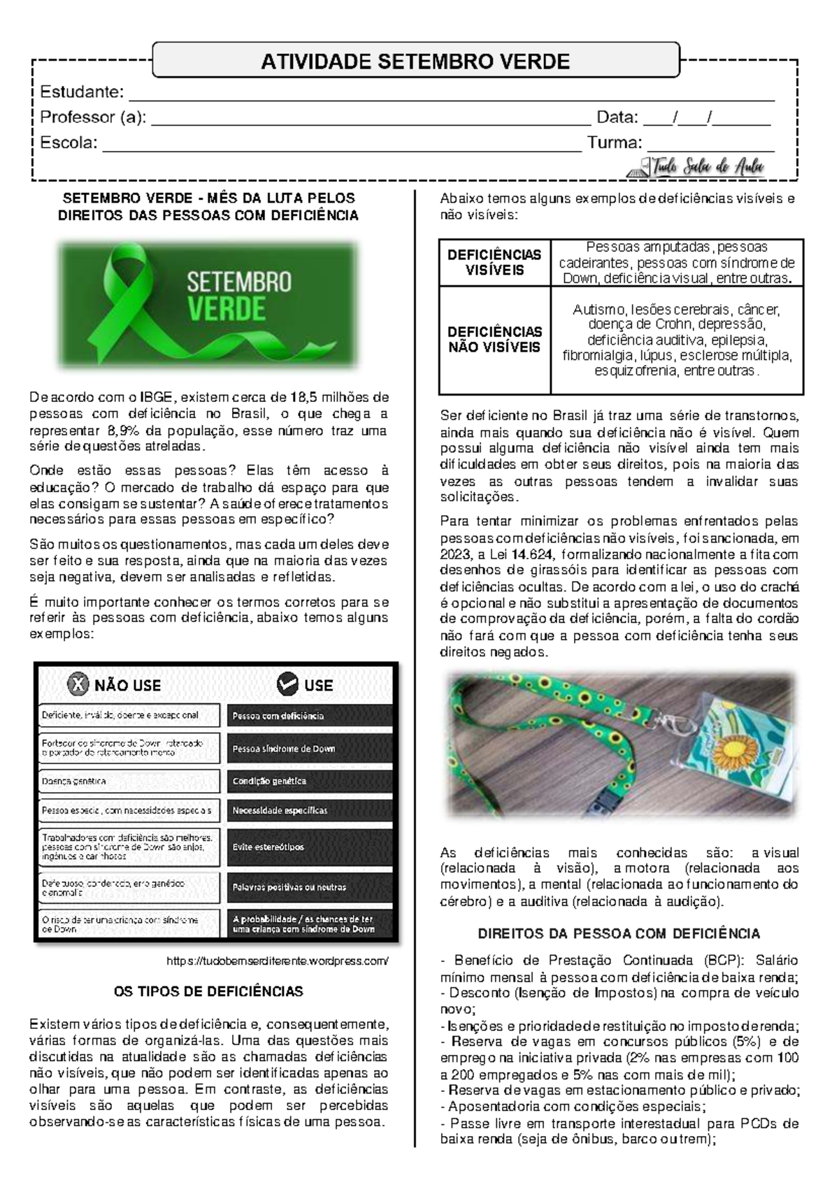 Setembro Verde: Direitos e Desafios das Pessoas com Deficiência - Studocu