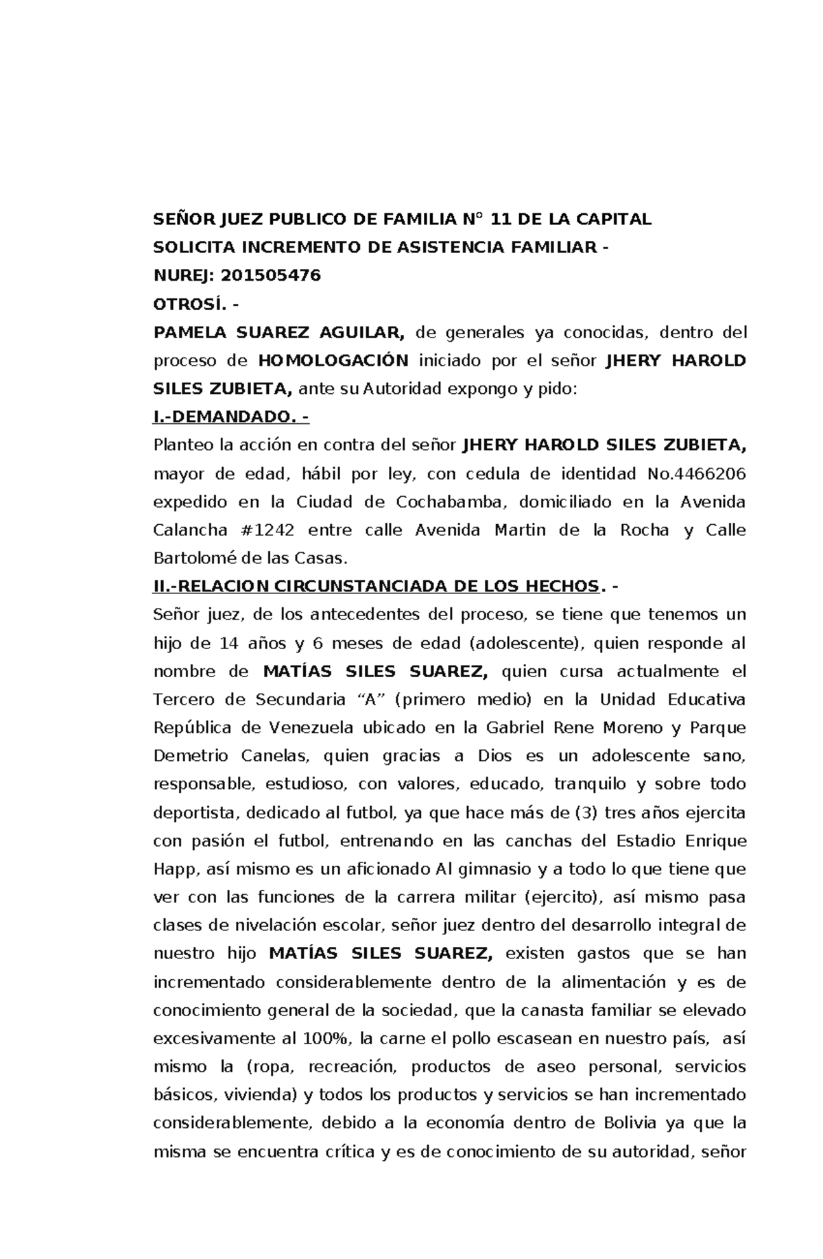 Incremento de Asistencia Familiar 2025 - Proceso JHERY HAROLD SILES ...