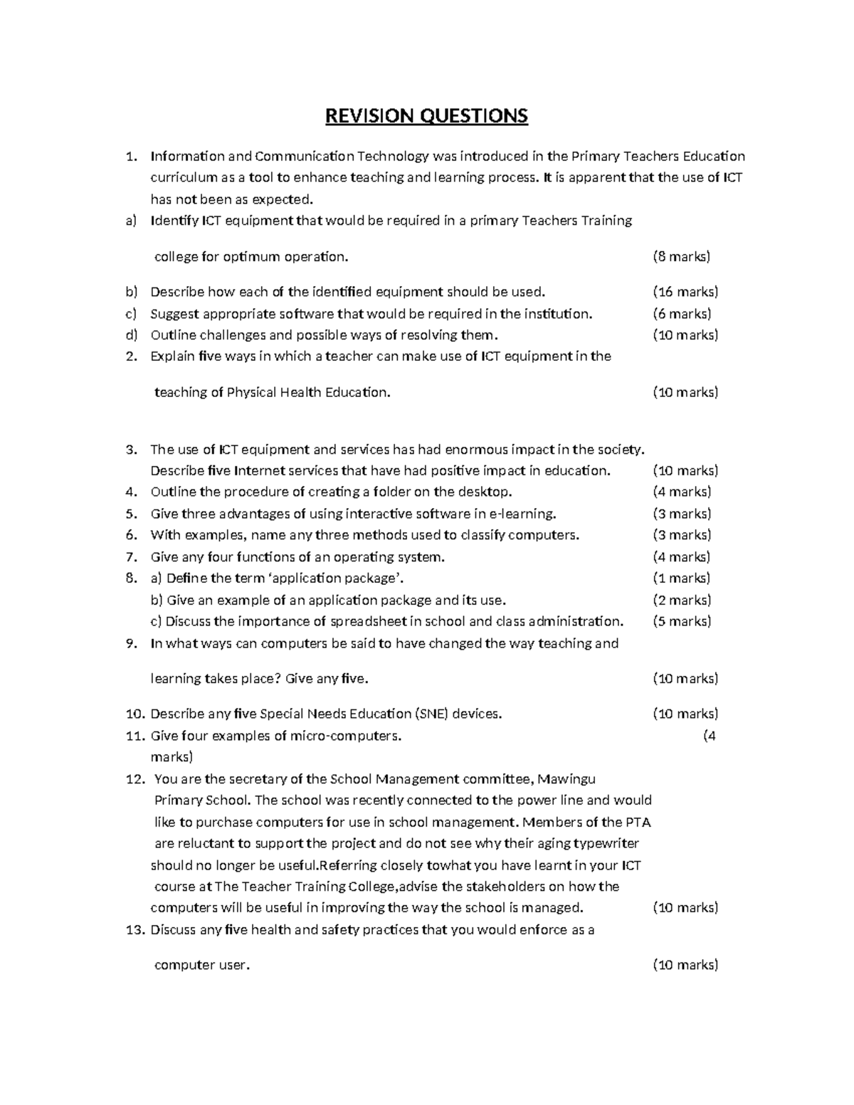 ICT in Primary Teacher Training: Revision Questions & Notes - Studocu