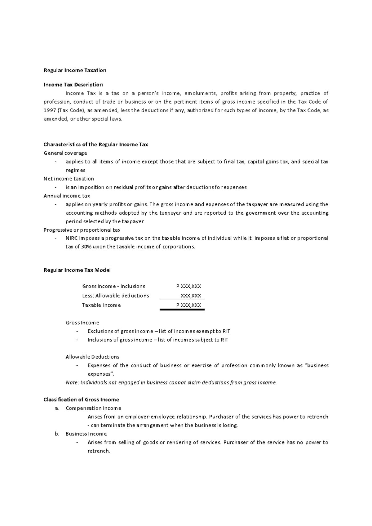 Regular Income Tax Overview: Theory & Practice Guide - Studocu