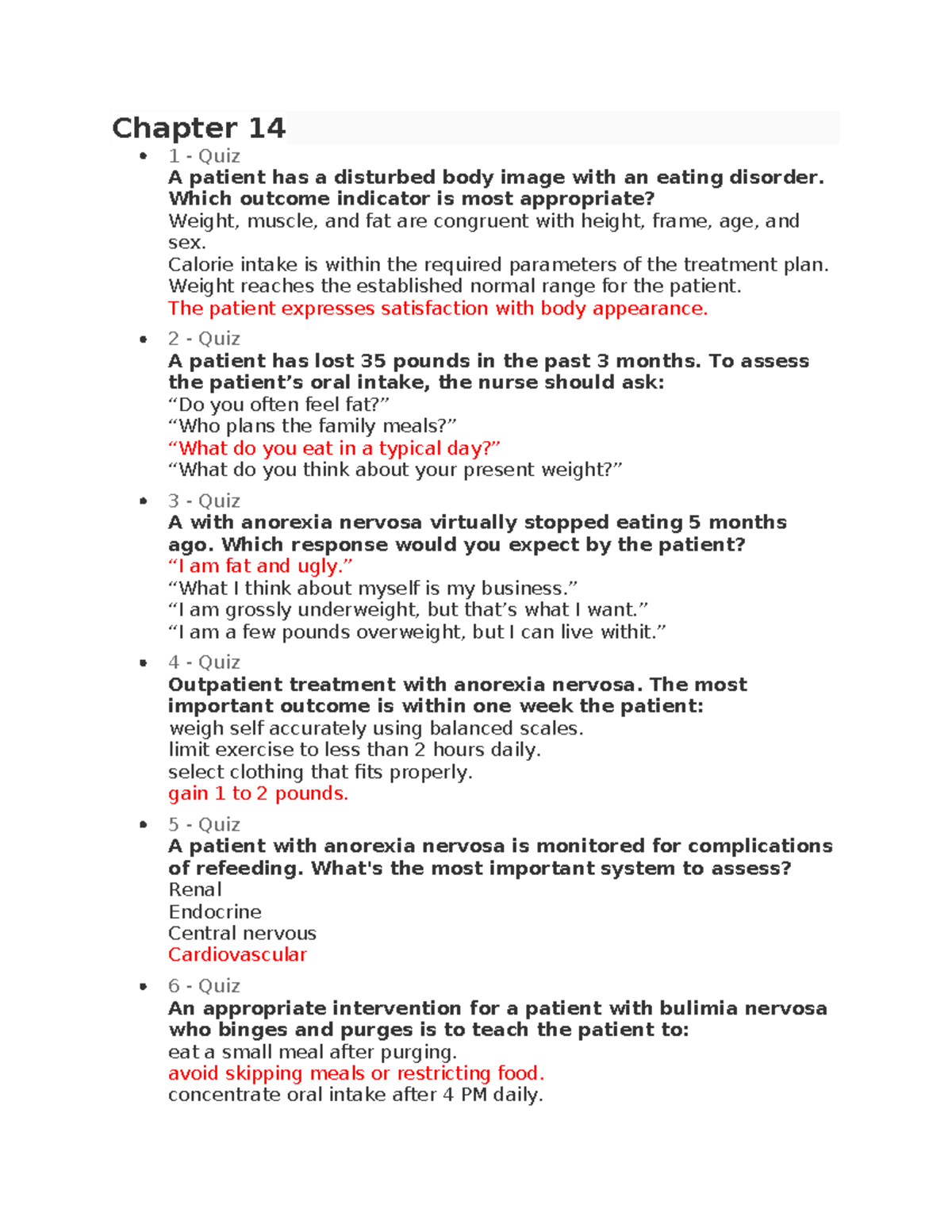 Quiz Chapter 14 - Study guide - Chapter 14 1 - Quiz A patient has a ...