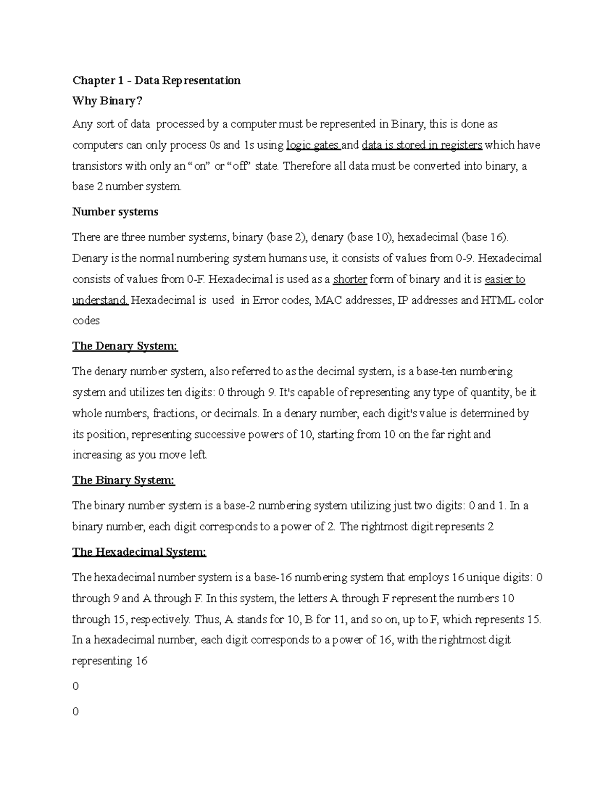 Chapter 1 - Data Representation: Understanding Binary Systems - Studocu
