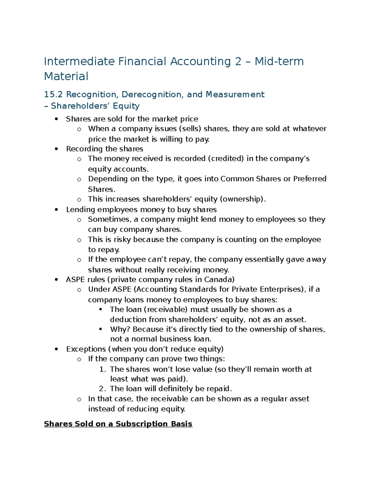 Ch 15 - Midterm Material: Recognition, Derecognition, and Measurement ...