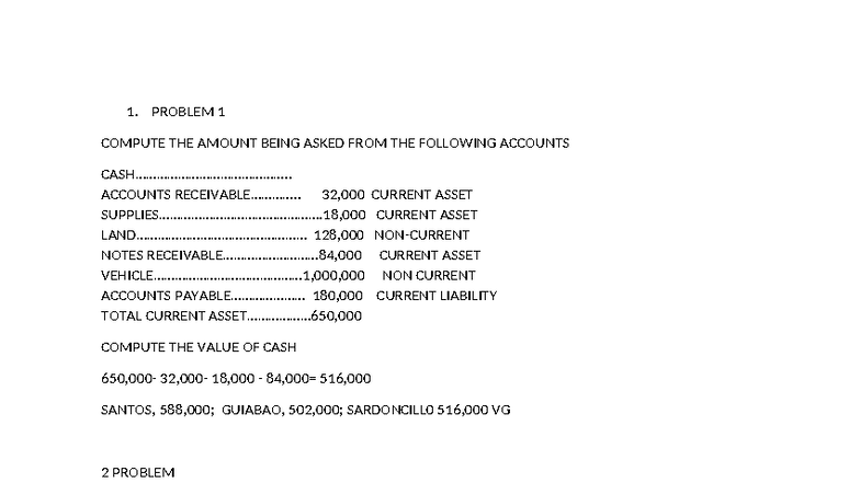 Accounting Problems on Balance Sheet & Equation (ACCT 101) - Studocu