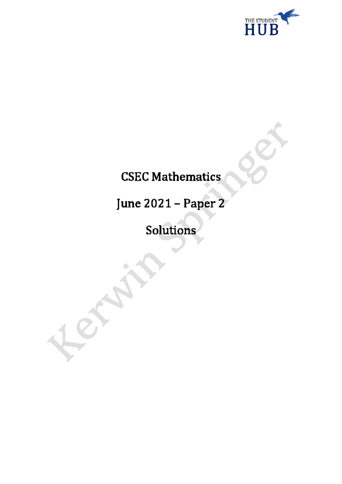 CSEC Maths - Paper 2 - June 2021 - Detailed Solutions - Studocu