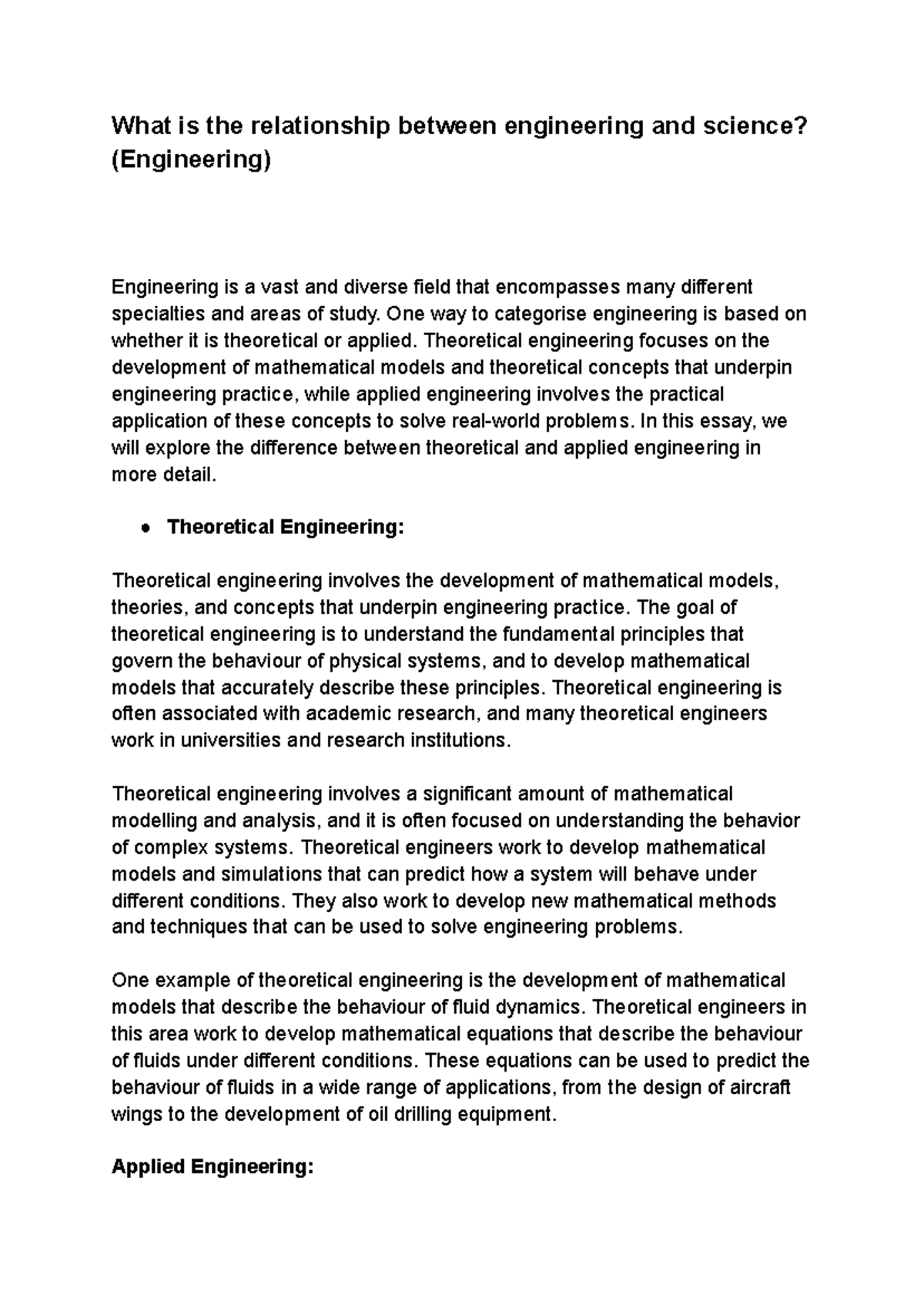 Theoretical vs. Applied Engineering: Key Concepts Explained - Studocu