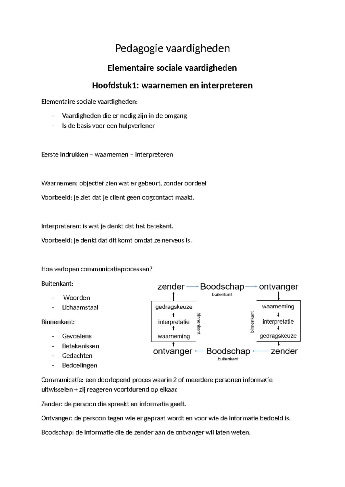 Pedagogie Vaardigheden Blok 1: Waarnemen en Interpreteren - Studocu