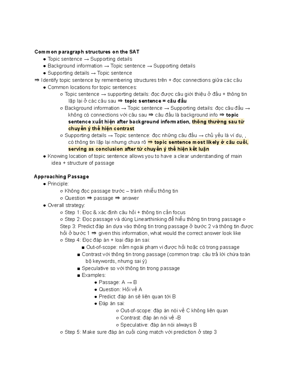 SAT Reading: Common Paragraph Structures & Linearthinking Strategies ...